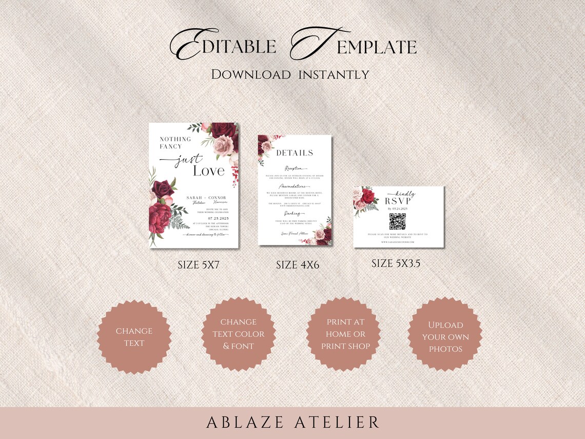 Intimate Wedding Template, Minimalist Wedding Ceremony Invite, Classy ...