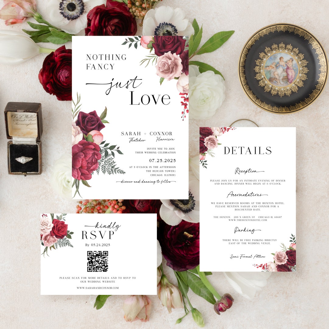 Intimate Wedding Template, Minimalist Wedding Ceremony Invite, Classy ...