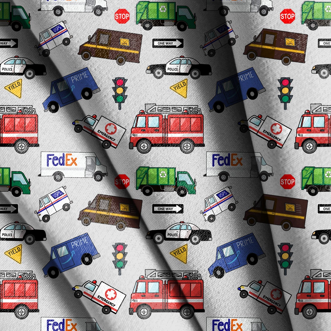 On the Go - Delivery Trucks - EMT - Seamless File - Digital File - Etsy