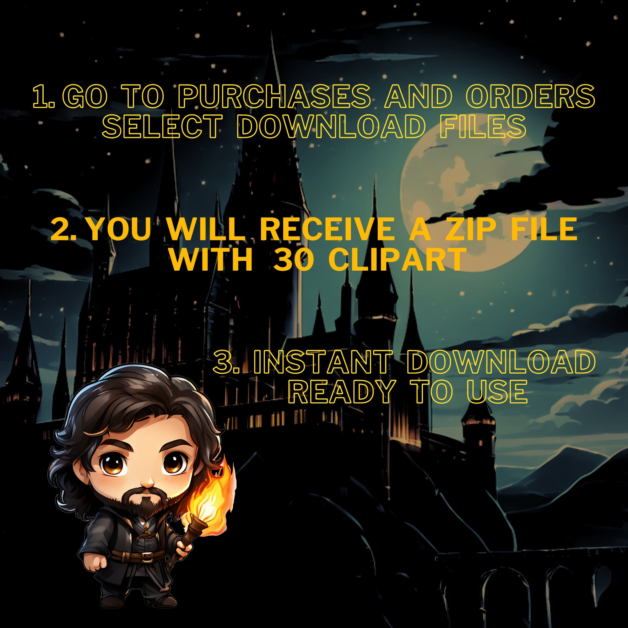 Magic Wizard School Clipart Bundle, 30 High Quality Pngs, Cute ...