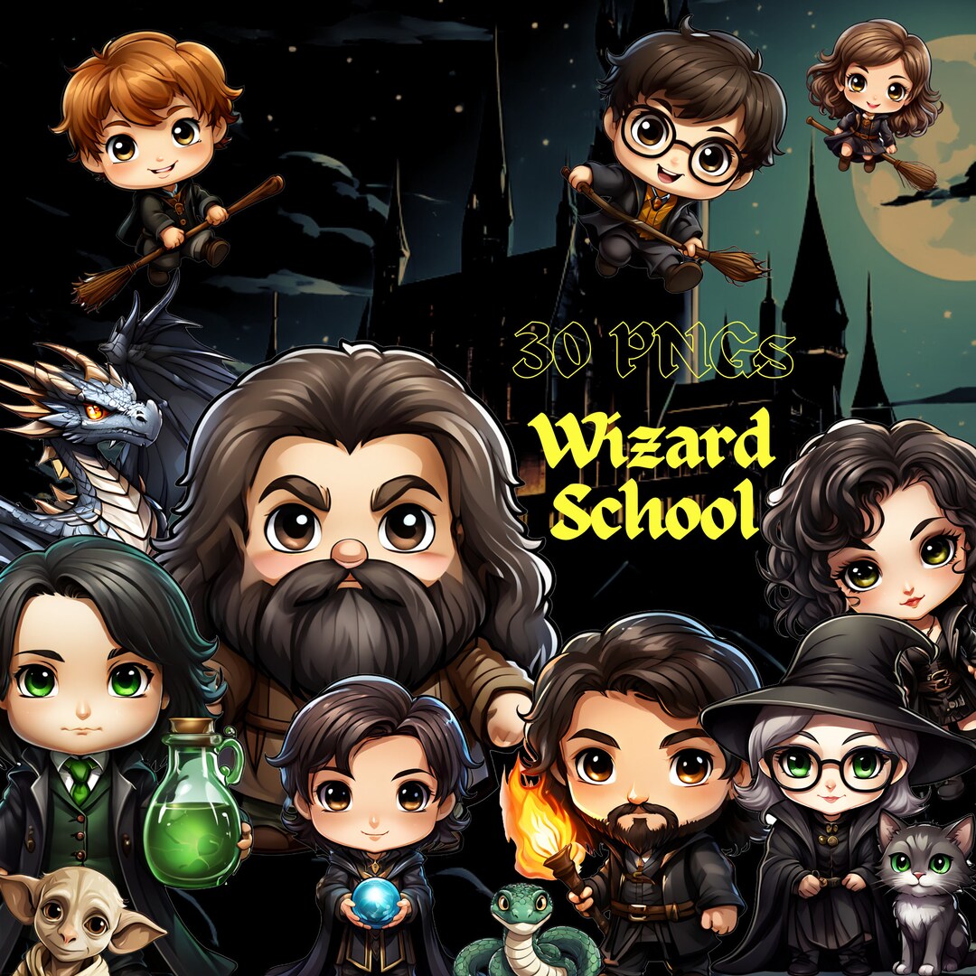 Magic Wizard School Clipart Bundle, 30 High Quality Pngs, Cute ...