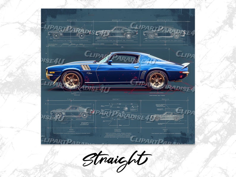 Chevrolet Camaro Oldschool Blueprint 20oz Skinny Tumbler PNG ...