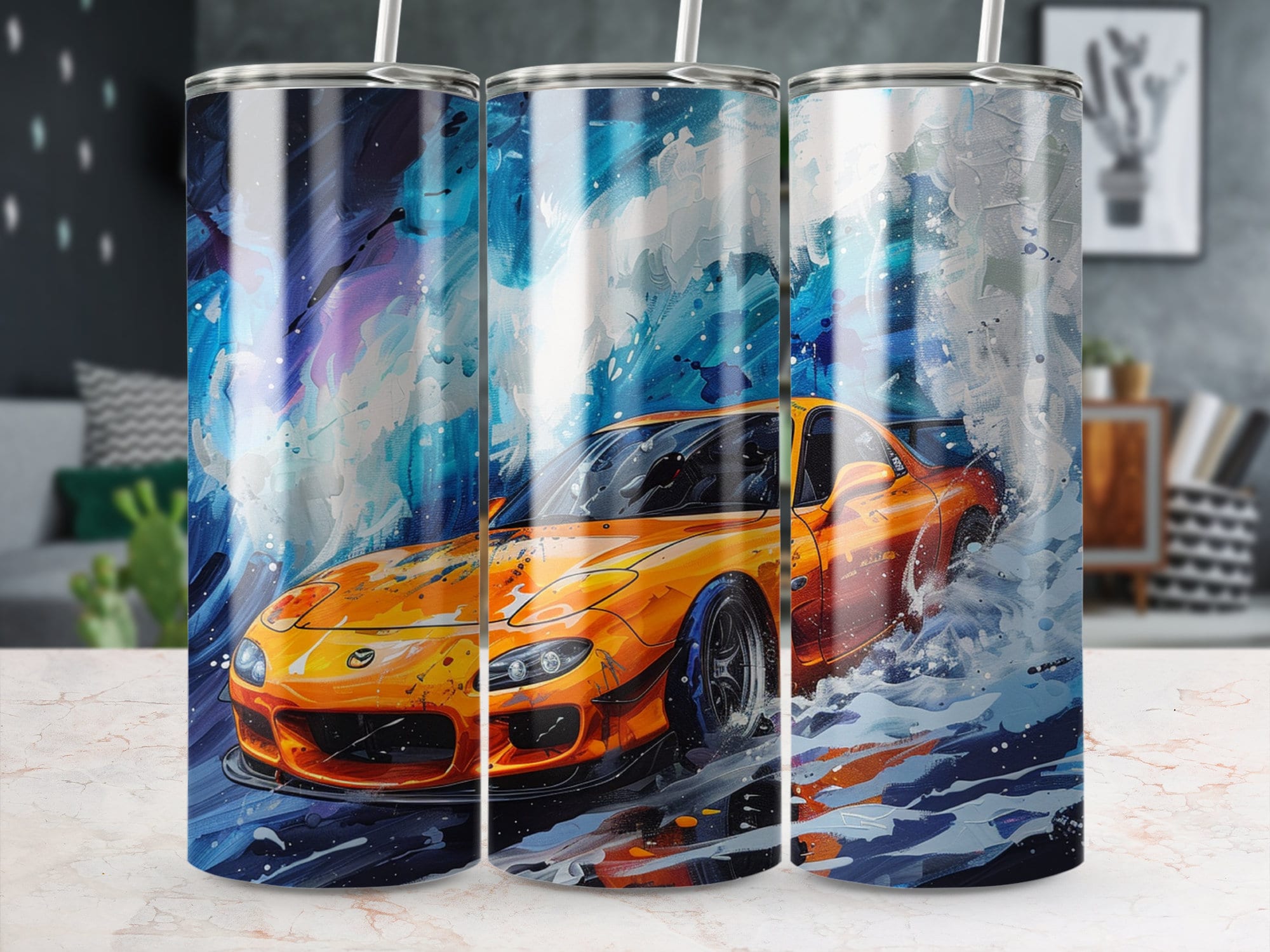 Mazda RX7 Wave 20oz Skinny Tumbler PNG Sublimation Design | Straight ...