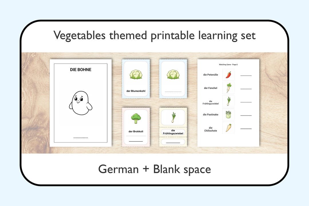 Printable Vegetables Learning Set, German With Blank Back. 35 Kids ...