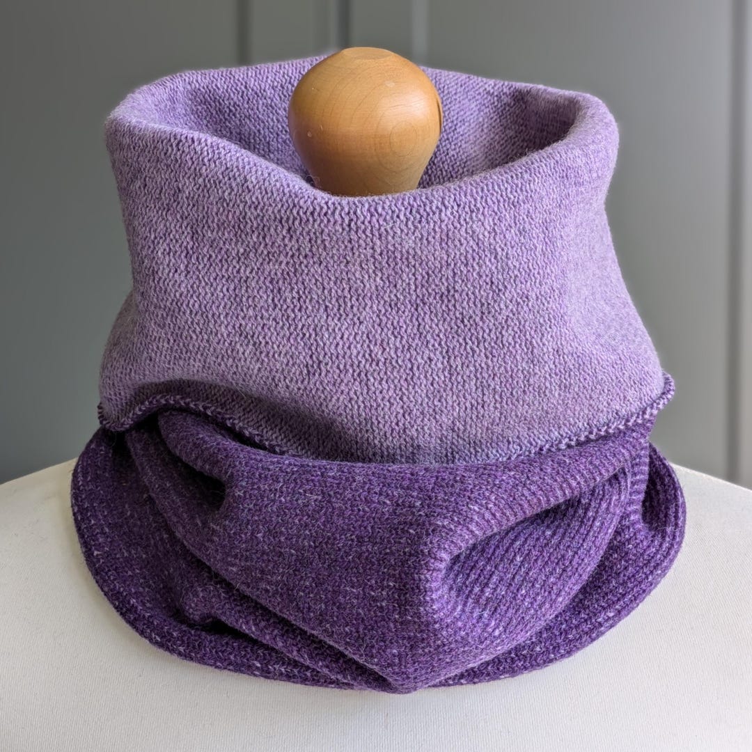 Reversible Merino Wool Snood Deep Purple and Lilac - Etsy