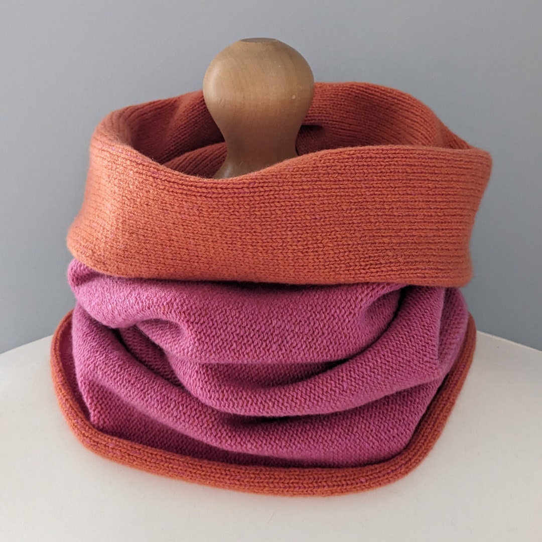 Reversible Merino Wool Snood Orange and Bubblegum Pink - Etsy