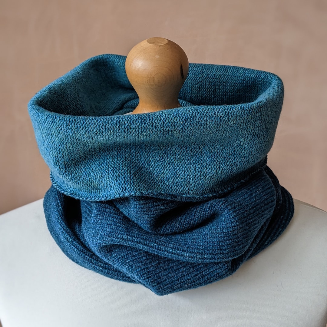 Reversible Merino Wool Snood Two Tone Blue - Etsy