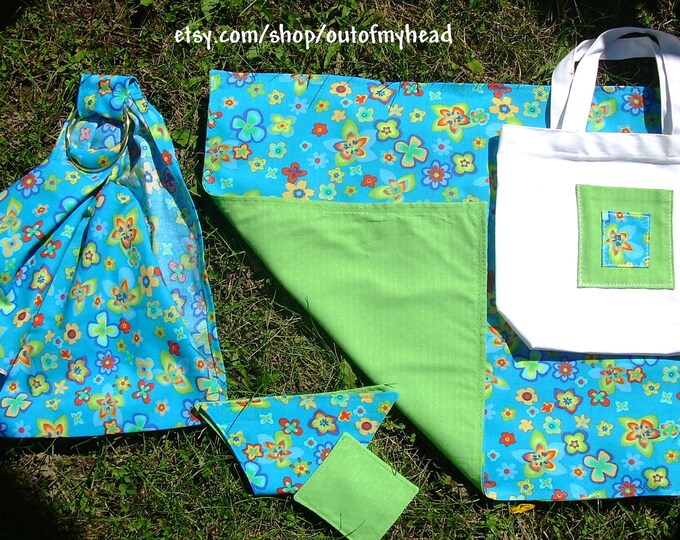 Doll Sling Diaper Wipe and Blanket Set Aqua and Green - Etsy