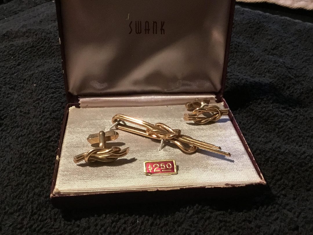 Swank Vintage Tie Clasp, Cuff Links, and Original Box - Etsy