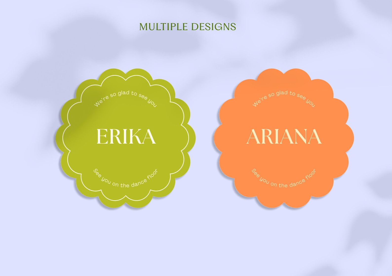 Scallop Place Card Template: Circle Flower Wedding Name Cards (editable ...