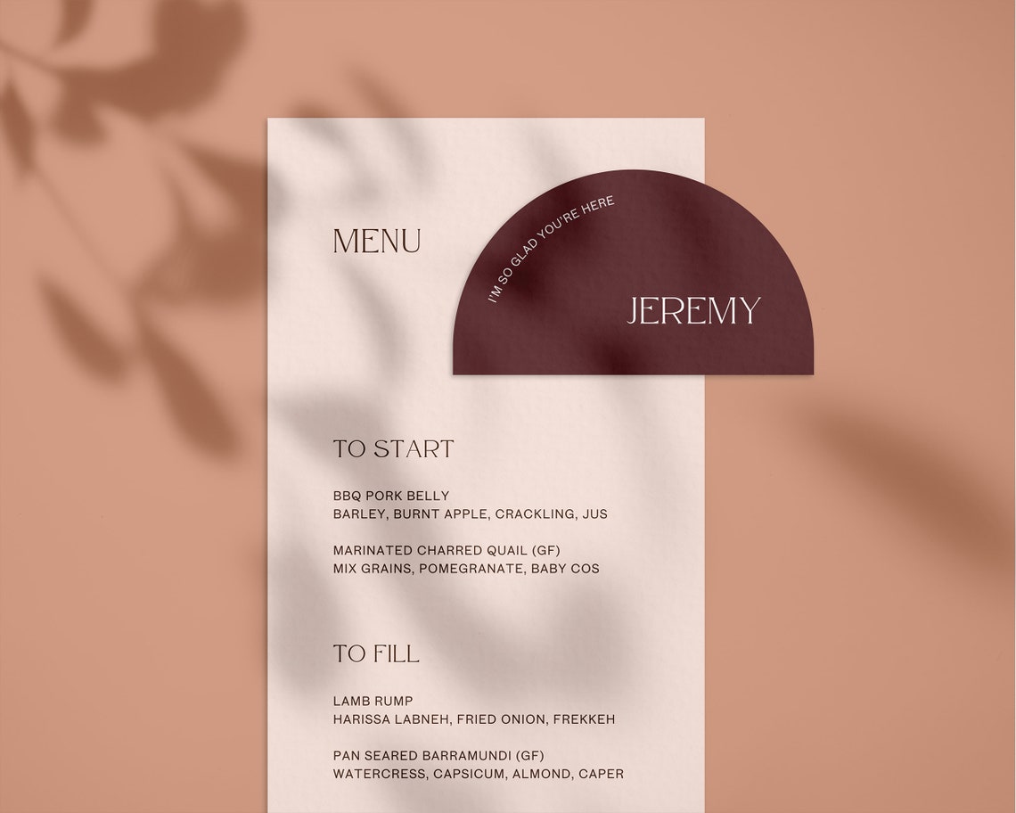 Arch Wedding PLACE CARD TEMPLATE - Beautiful Half Circle Round Editable ...