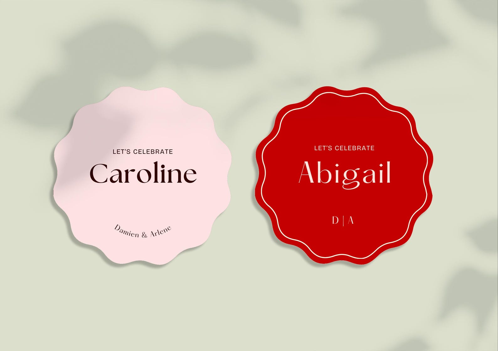 Circle Wave Wedding Place Card Template: Round Wavy Name Card (editable ...