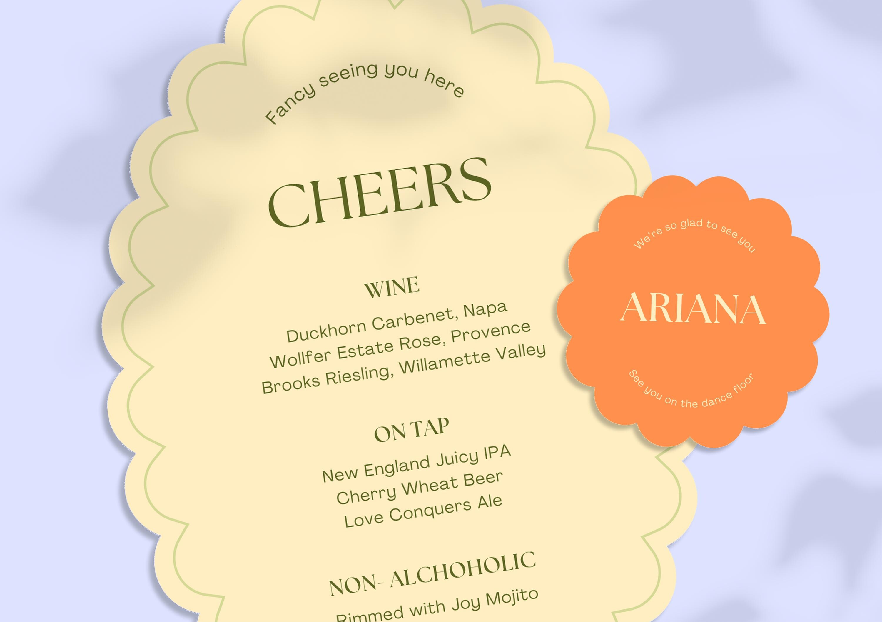 Scallop Place Card Template: Circle Flower Wedding Name Cards (editable ...