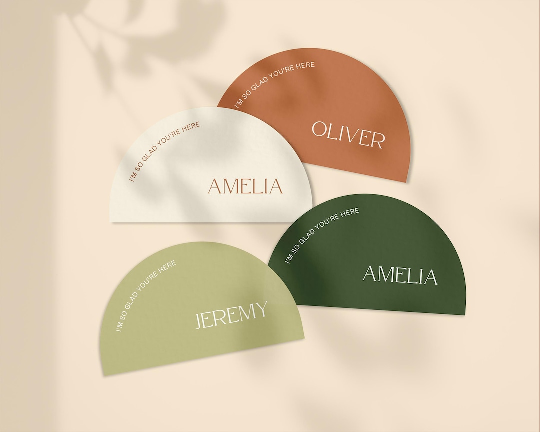 Arch Wedding Place Card Template: Editable Half Circle Round Design ...