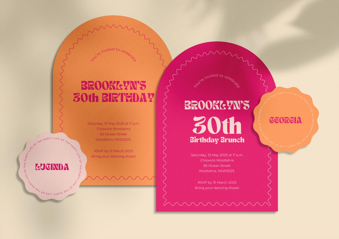 Arch Birthday Invitation Template – Editable Canva Modern Half-round Design, Printable Party ...