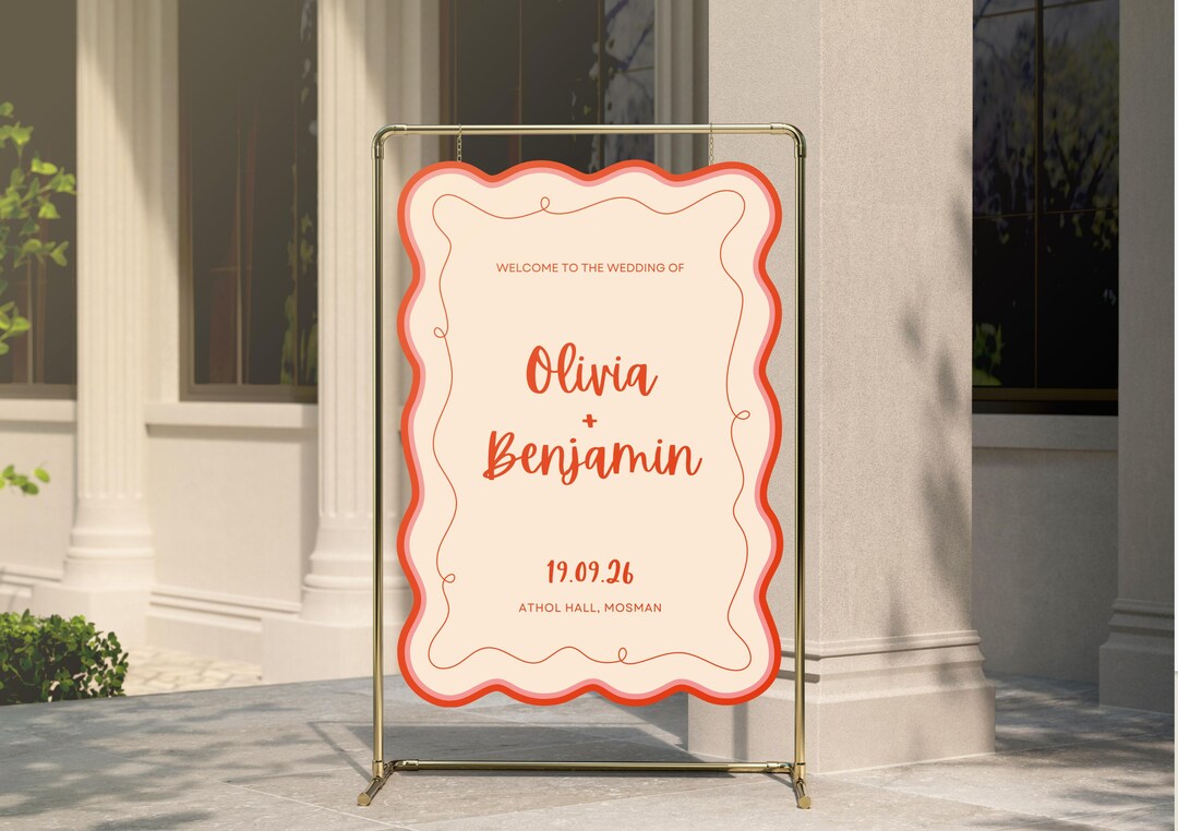 Wave WELCOME SIGN TEMPLATE Template | Chic and Modern Aesthetic Wedding ...