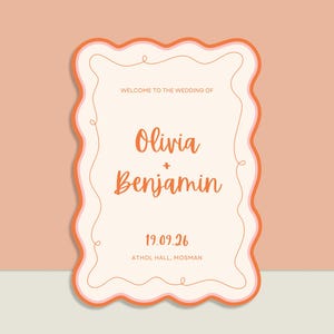 Wave WELCOME SIGN TEMPLATE Template | Chic and Modern Aesthetic Wedding ...