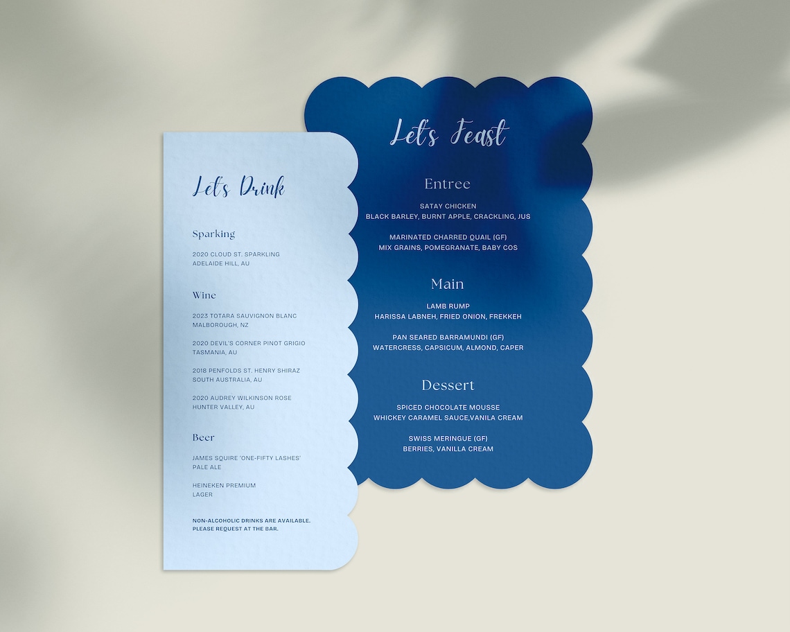 Amalfi Coast MENU TEMPLATE Beautiful Double Sided Round Frame Editable ...
