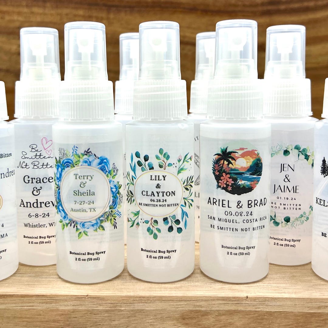 Personalized Bug Spray Wedding Favors: All Natural, Botanical, 2oz ...
