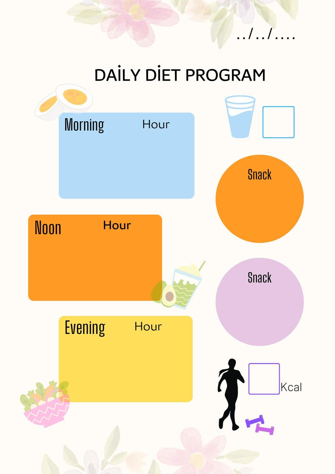 Daily Diet Planner Printable Meal Plan Template Digital Download - Etsy