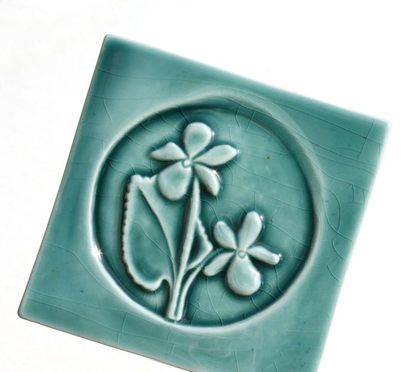 Items similar to Violet Ceramic Tile - home decor - for your kitchen ...