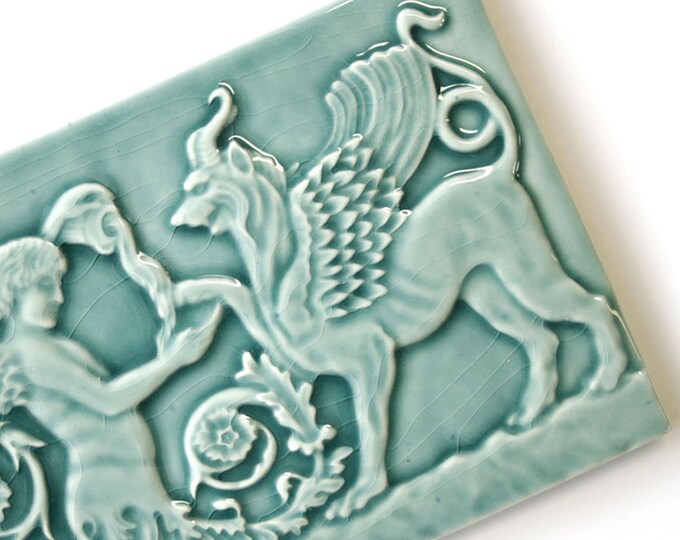 Romanesque Angel and Gryphon Mythical Creatures Turquoise - Etsy