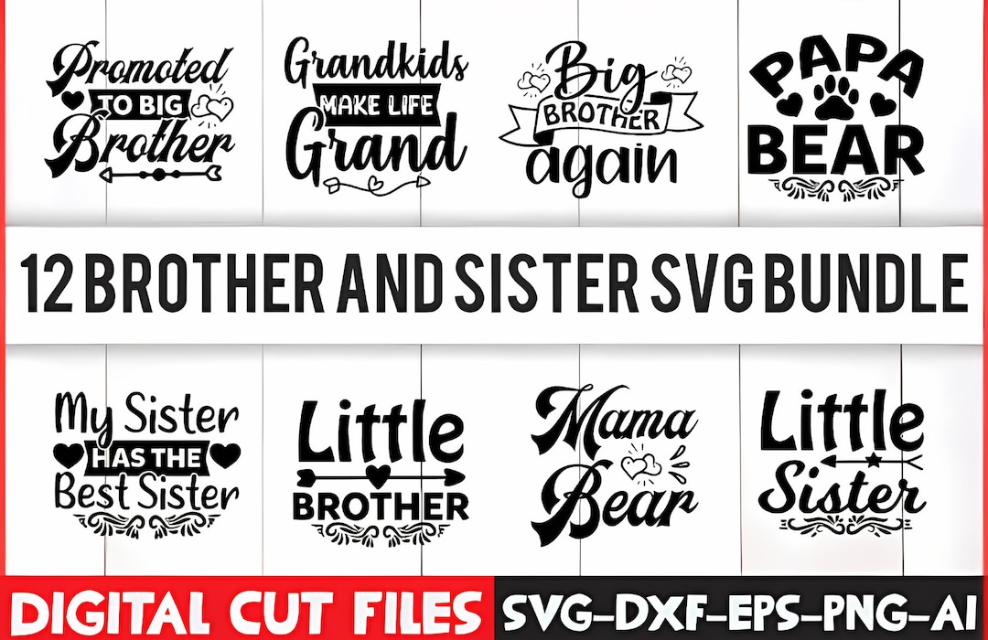 Brother and Sister SVG Bundle Sibling SVG Cut Files for Cricut ...