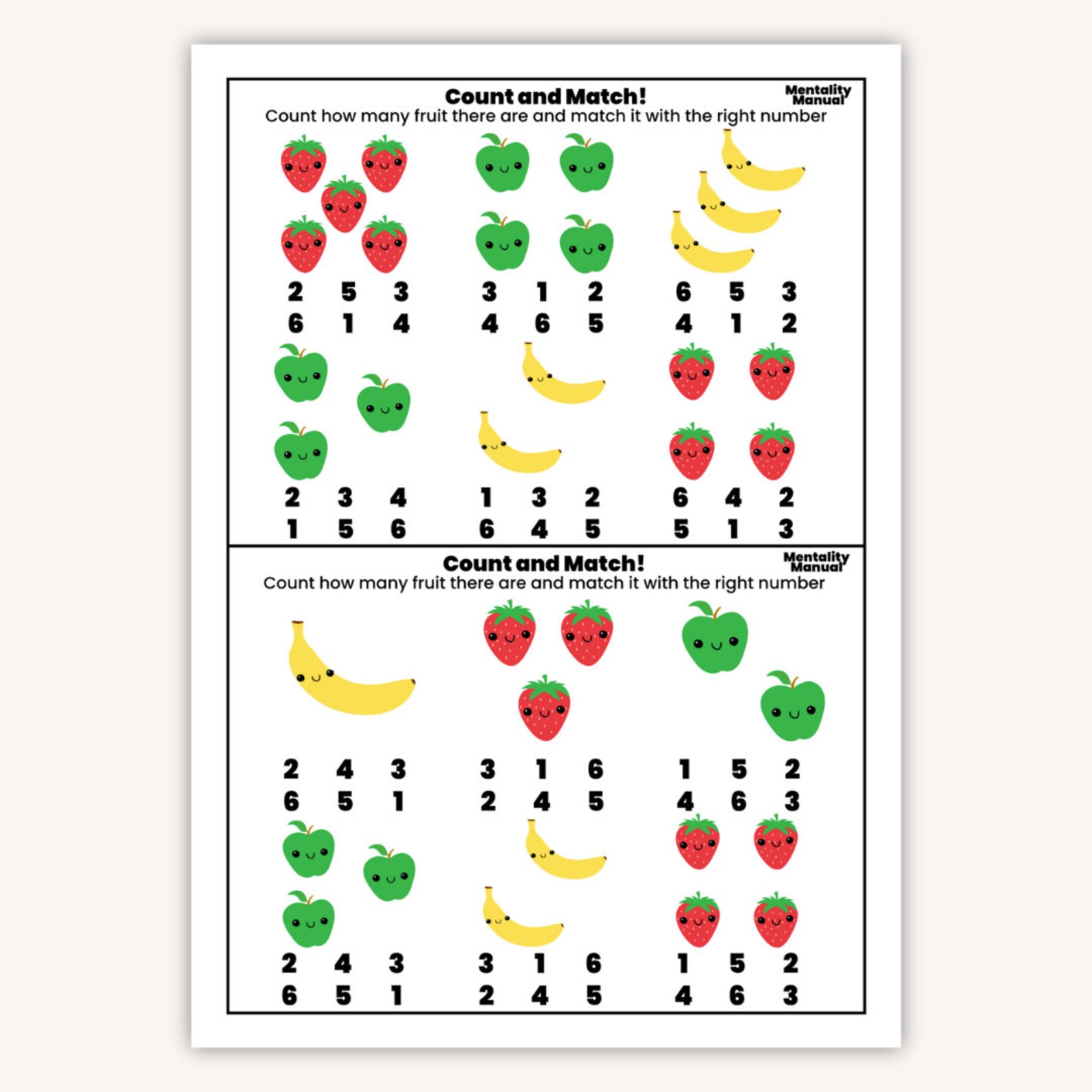 Count and Match! Mathematics Worksheet Pack for Early Years Foundation ...