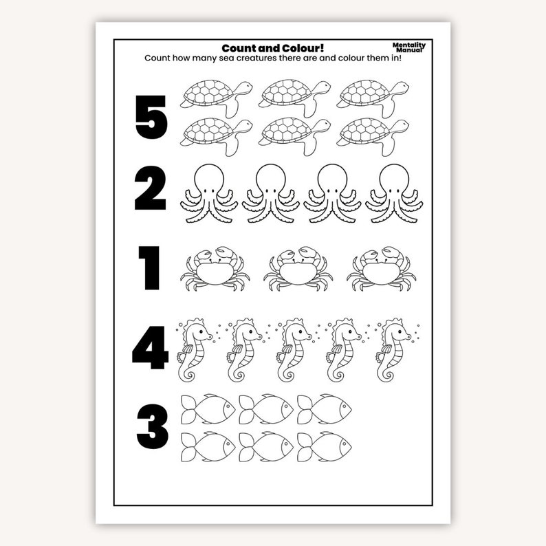 Count and Colour! Mathematics Worksheet Pack for Early Years Foundation ...