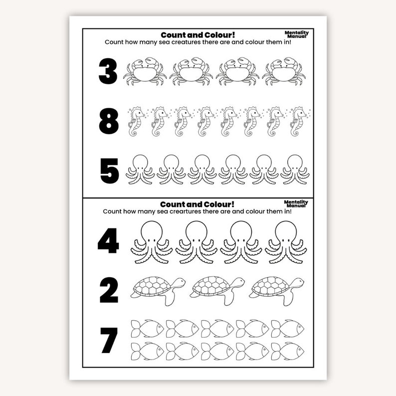 Count and Colour! Mathematics Worksheet Pack for Early Years Foundation ...