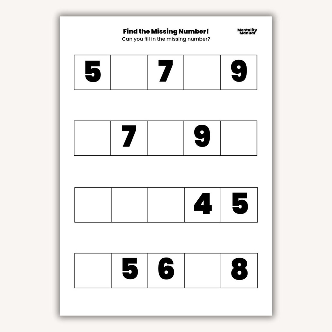 Find the Missing Numbers! (1-10) Mathematics Worksheet Pack for Early ...