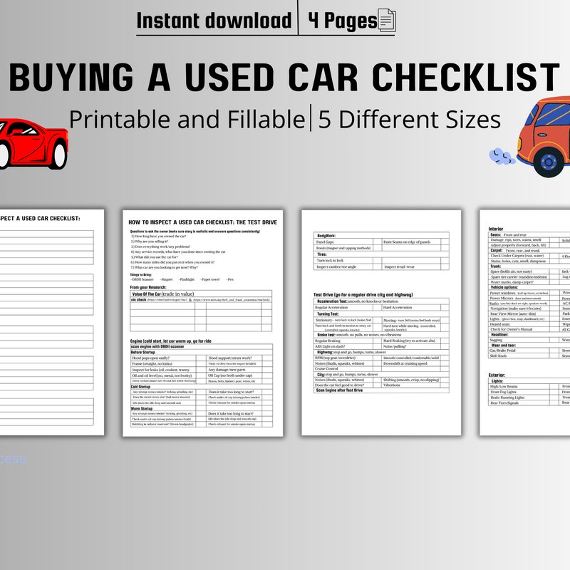 Buying used car checklist pdf - Etsy.de