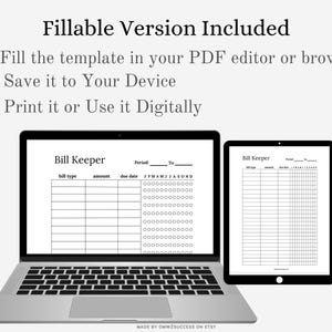 Bill Tracker | Bill Payment Checklist | Bills on One Page | Bill ...