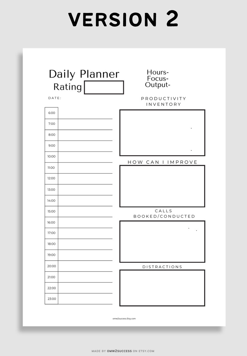Daily Planner With Review | Hourly Planner | to Do List | Daily Review ...