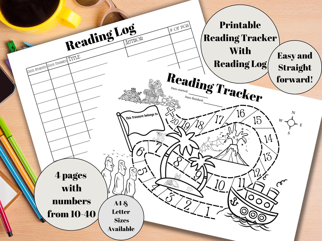 Kids Book Tracker With Reading Log, Adventure Reading Map, Reading ...