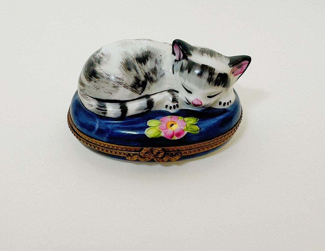 Vintage Limoges Sleeping Cat - Etsy