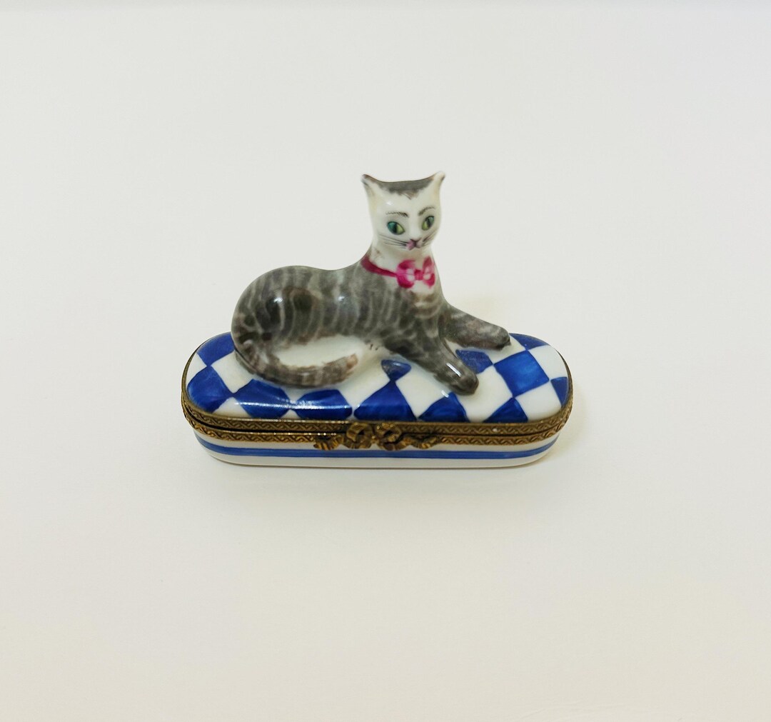 Vintage Limoges Cat - Etsy
