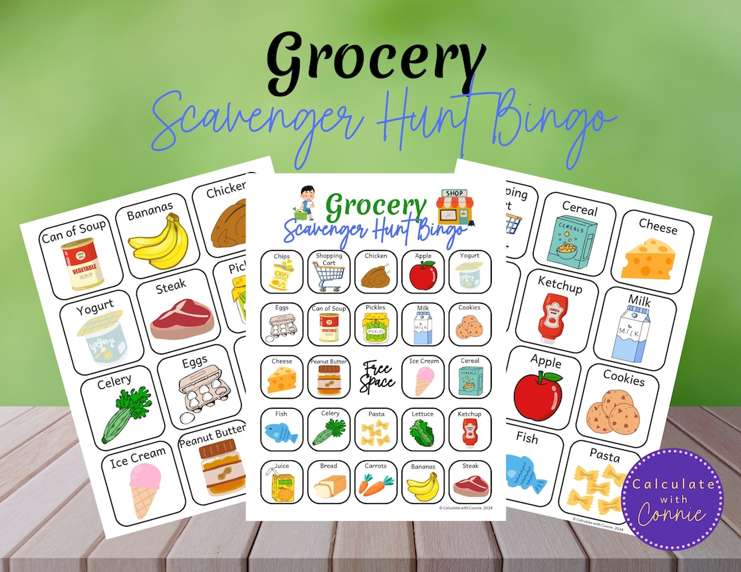 Grocery Store Scavenger Hunt Bingo, Kids Printable Treasure Hunt Game ...