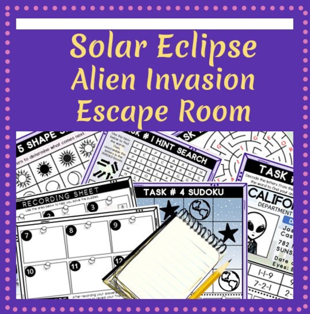Solar Eclipse Alien Invasion Escape Room for Kids, Science Students ...