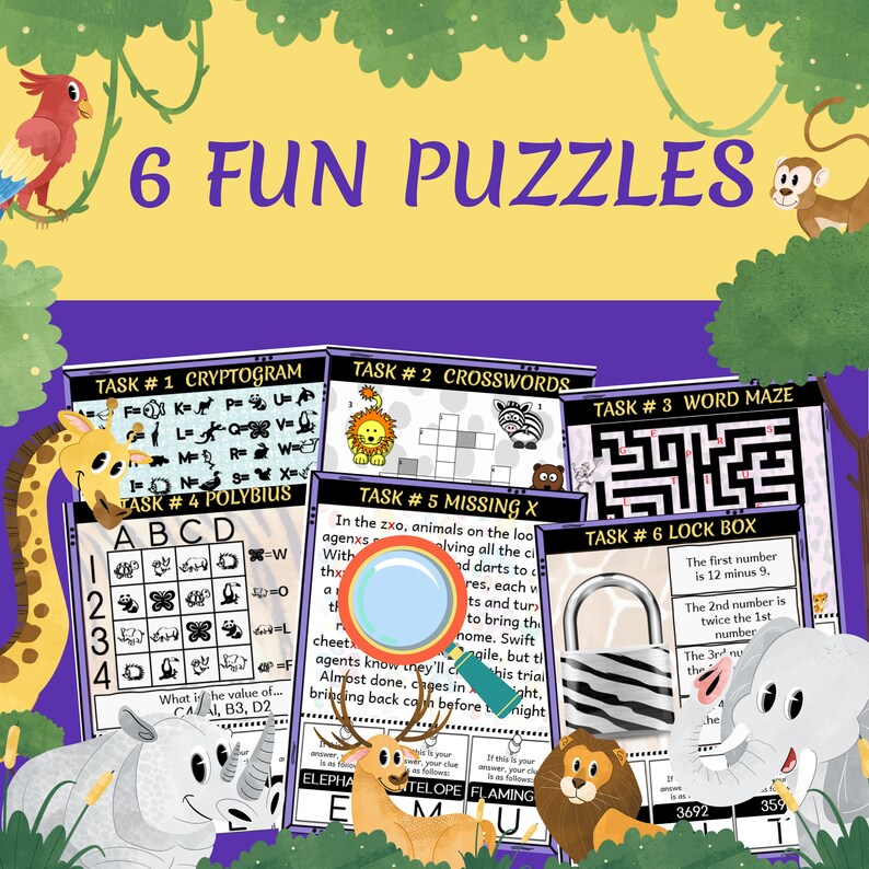 Zoo Break Escape Room, Printable Game for Kids Ages 5-7, Zoo Animal or ...