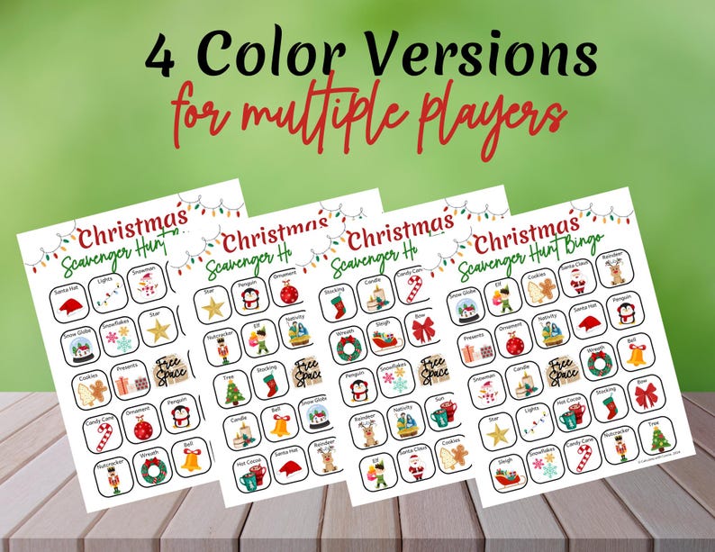 Christmas Scavenger Hunt Bingo, Printable Treasure Hunt Game for Kids ...