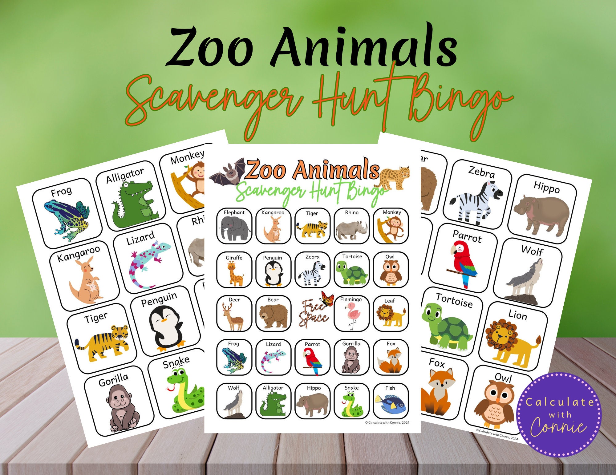 Zoo Animals Scavenger Hunt Bingo, Printable Treasure Hunt Game for Kids ...