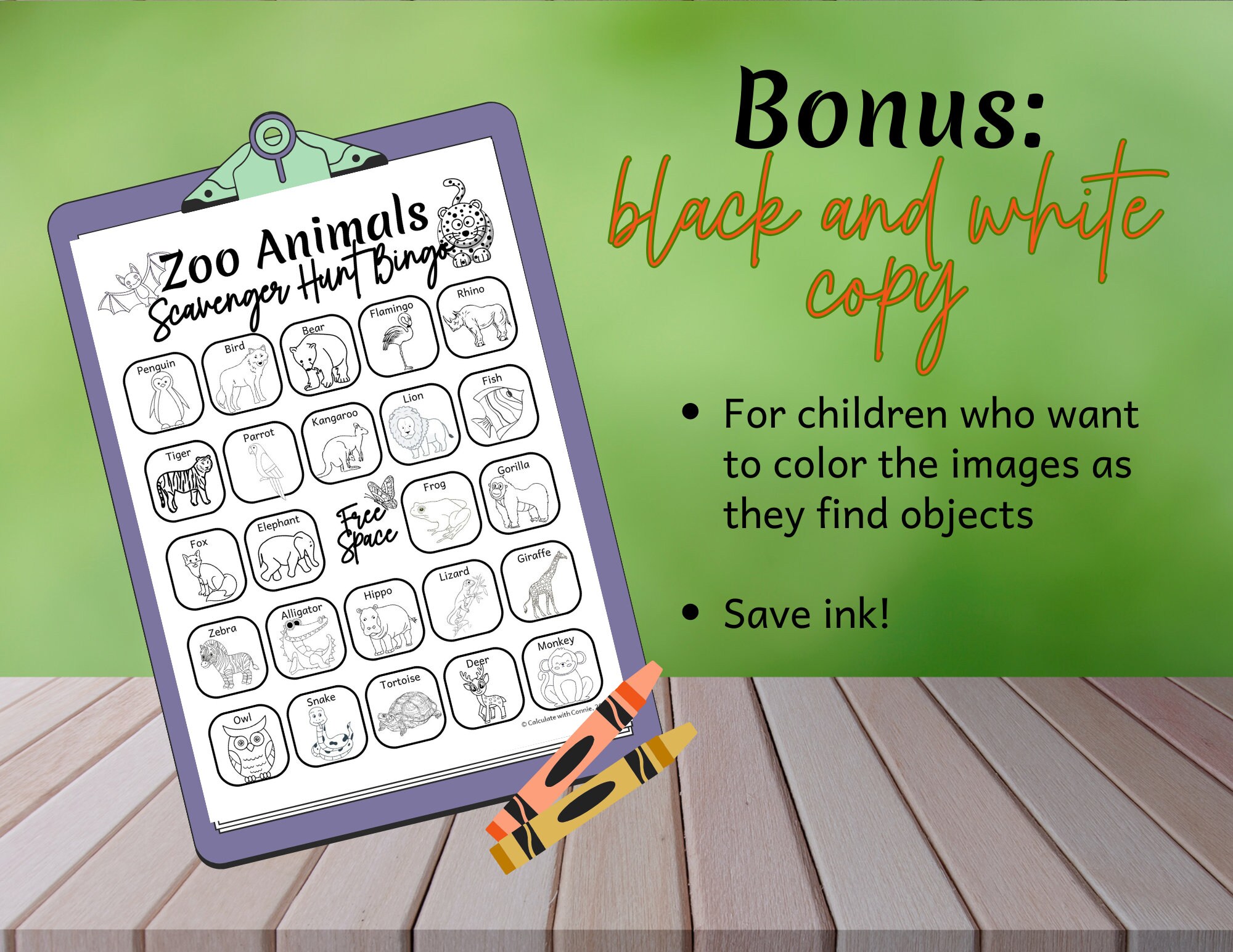 Zoo Animals Scavenger Hunt Bingo, Printable Treasure Hunt Game for Kids ...