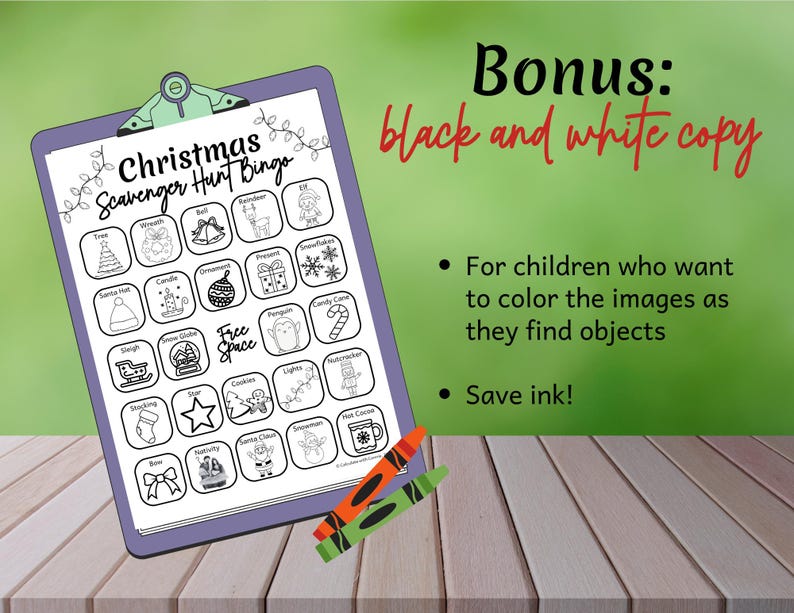 Christmas Scavenger Hunt Bingo, Printable Treasure Hunt Game for Kids ...