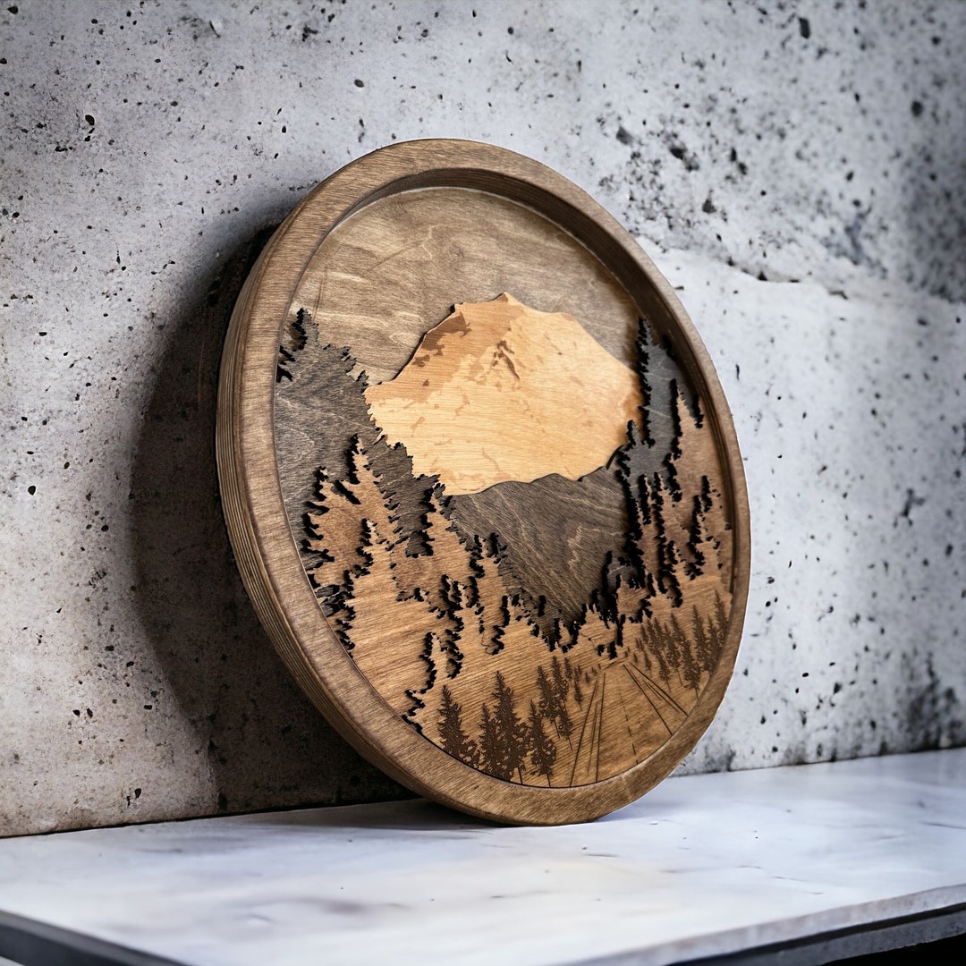 Mount Rainier Layered Wood Art Decor - Etsy