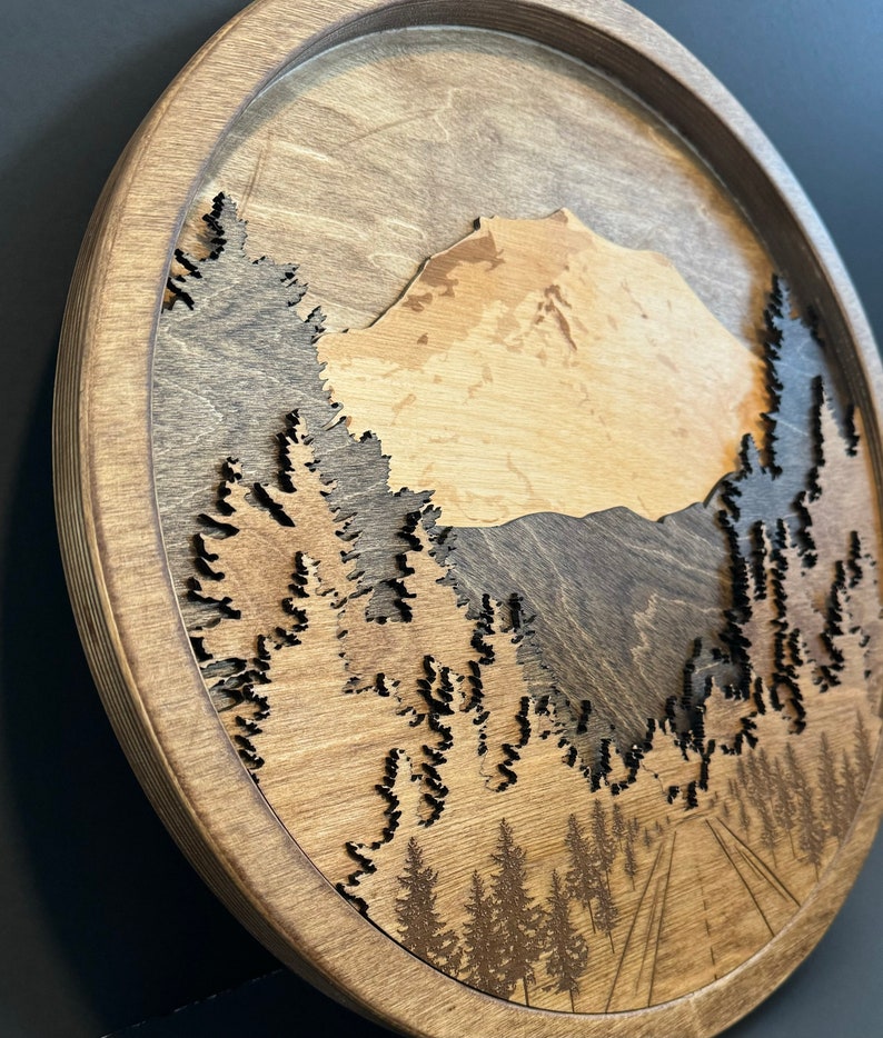 Mount Rainier Layered Wood Art Decor - Etsy