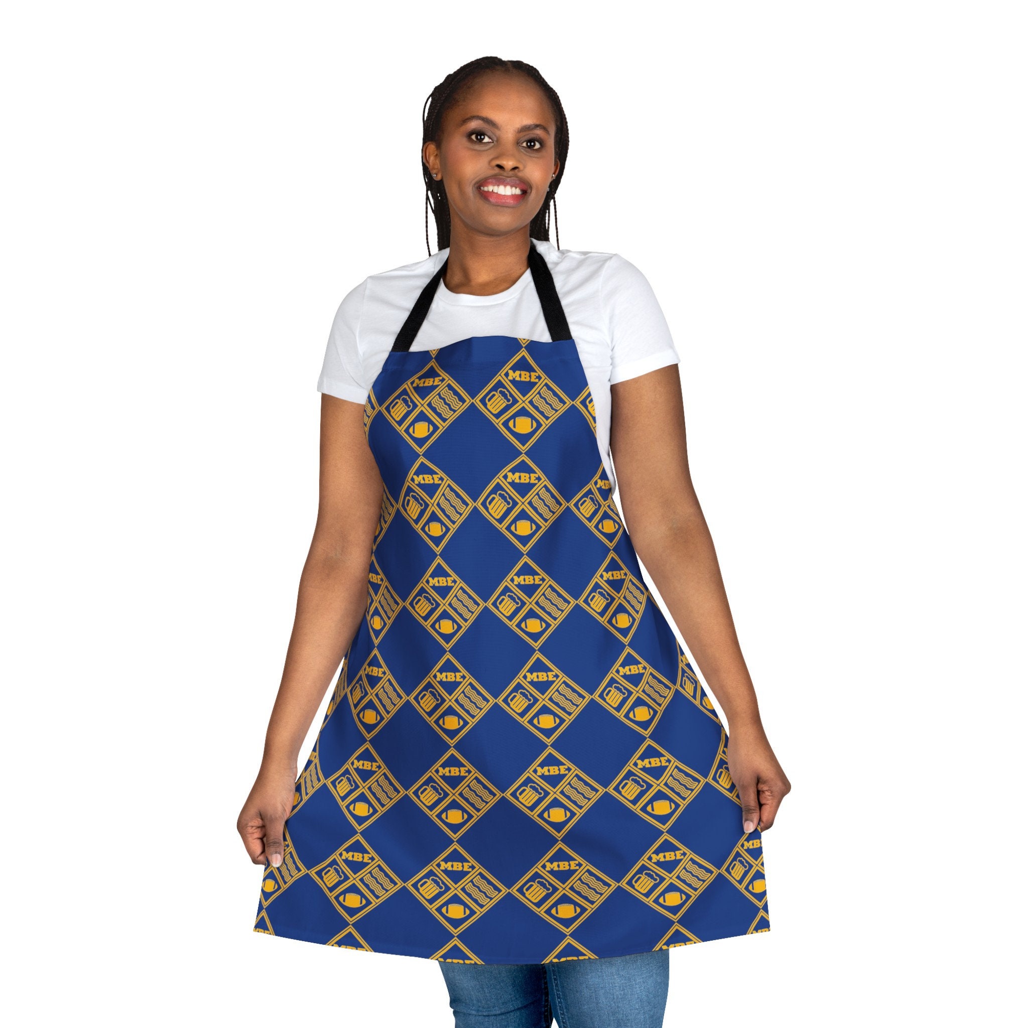 MBE Blue Apron With Yellow Logo, 5-color Straps (AOP) - Etsy