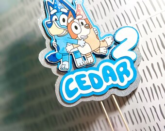 Bluey Inspired Cake Topper, Custom Cake Topper, Birthday Cake Topper ...