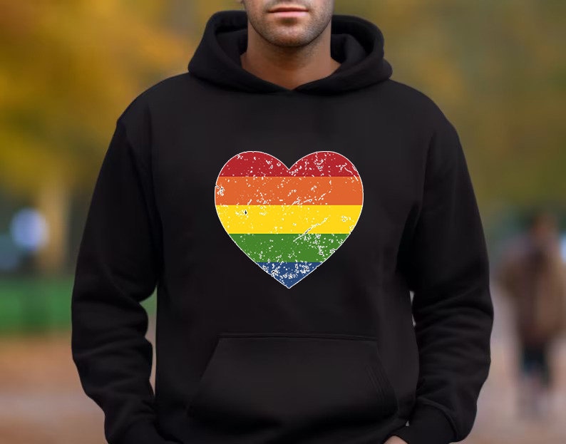 Rainbow Heart Hoodie, LGBT Hoodie, Pride Hoodie, Gay Hoodie, Lesbian Hoodie, Love Hoodie, LGBTQ ...
