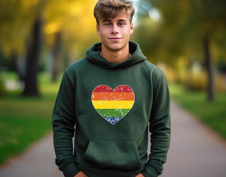 Rainbow Heart Hoodie, LGBT Hoodie, Pride Hoodie, Gay Hoodie, Lesbian Hoodie, Love Hoodie, LGBTQ ...